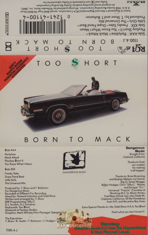 Too Short Born To Mack 2nd Press Cassette Tape Rap Music Guide